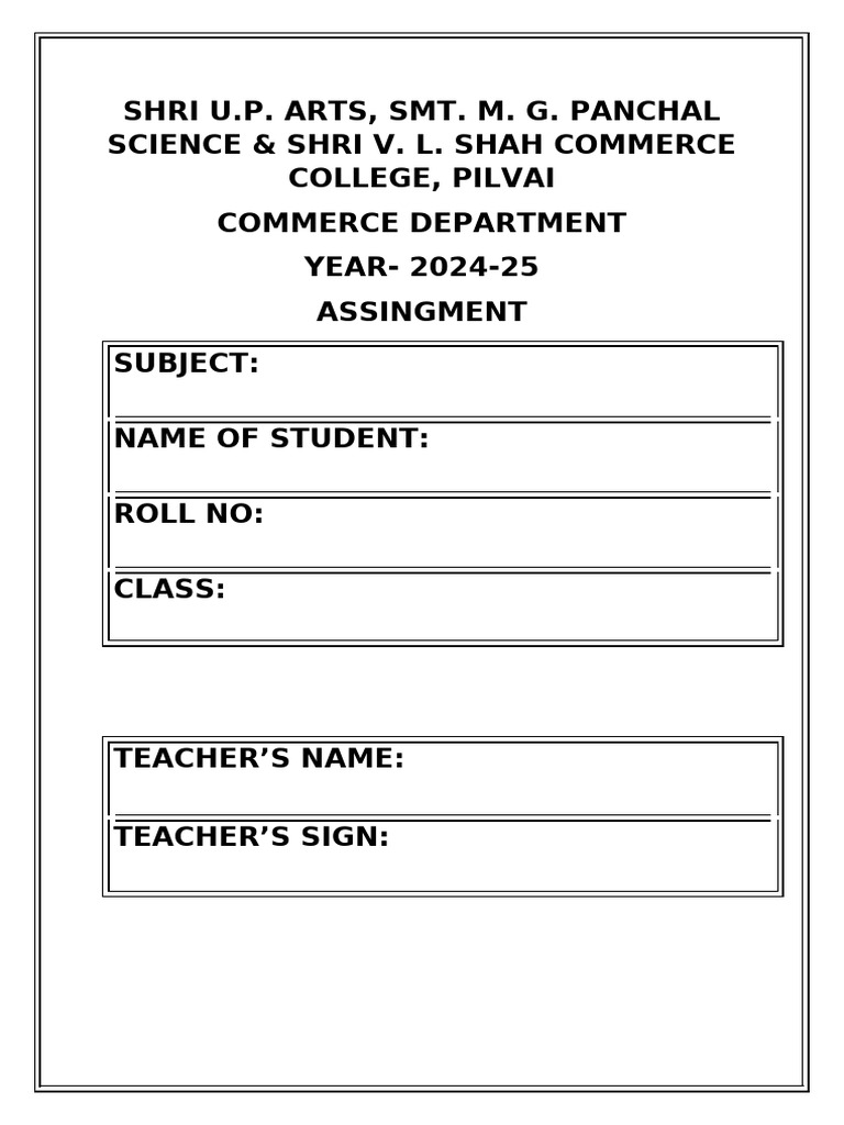 2024-25 Commerce Assignment Template | PDF