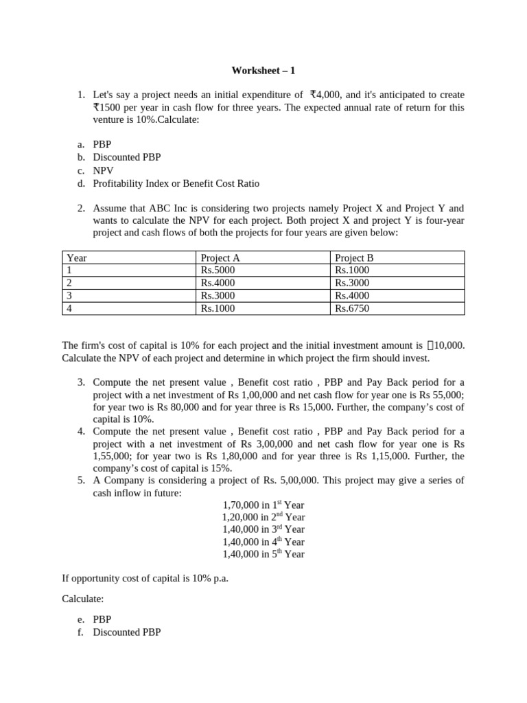 Capital Budgeting Worksheet Analysis | PDF