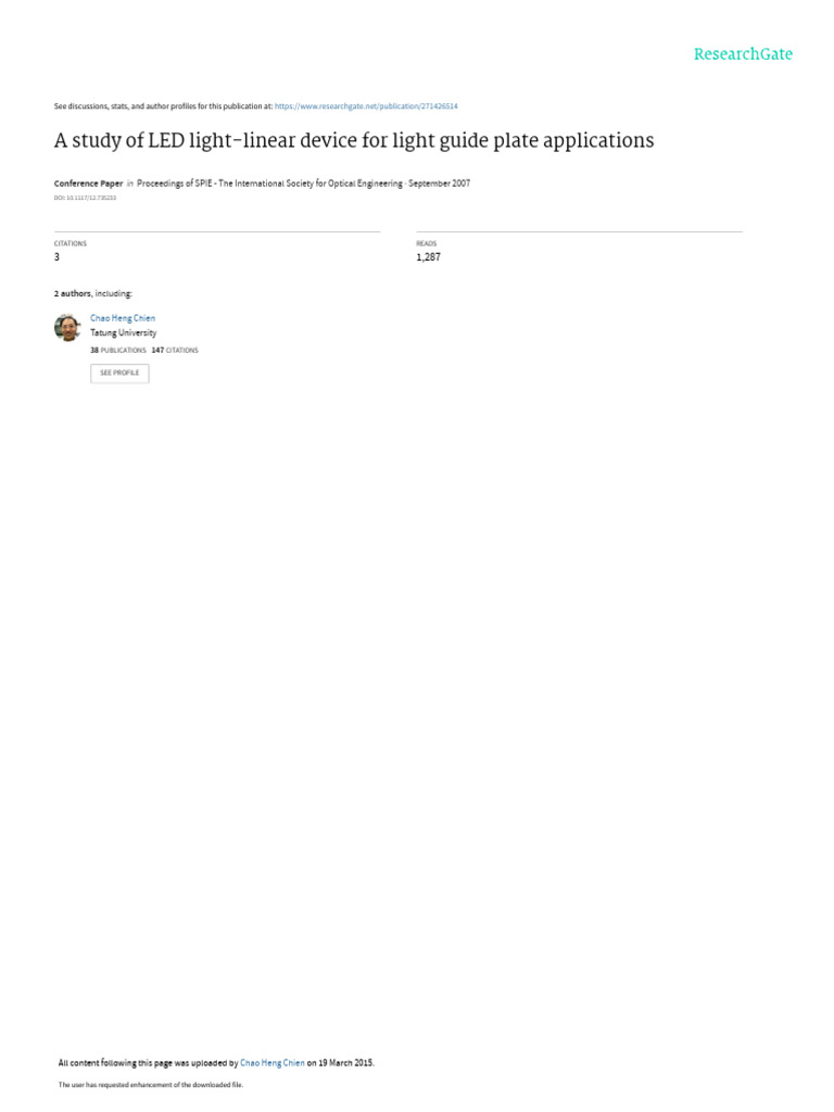 A Study of LED Light-Linear Device For Light Guide Plate Applications | PDF | Light Emitting ...