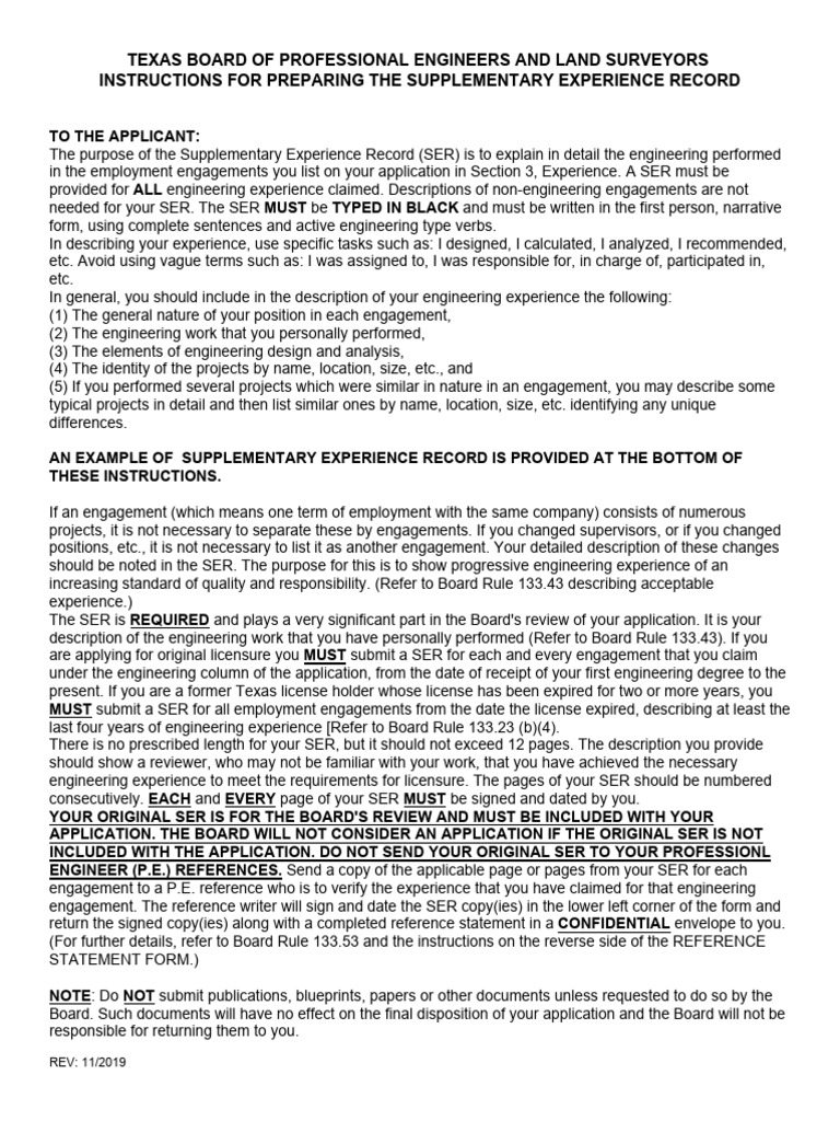 Texas SER Preparation Instructions | PDF | Engineering