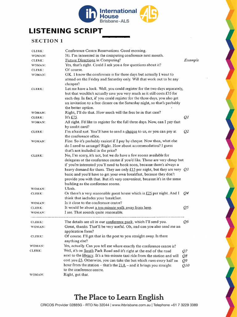 IELTS Test 10 Listening Script | PDF