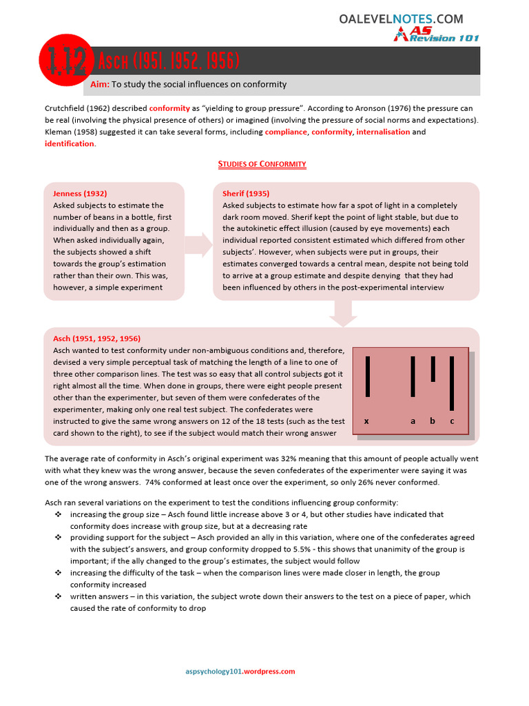 Asch's 1951 Conformity Experiment Insights | PDF | Conformity | Group ...