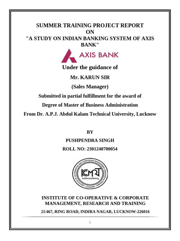Study of Axis Bank's Banking System | PDF | Debits And Credits | Banks