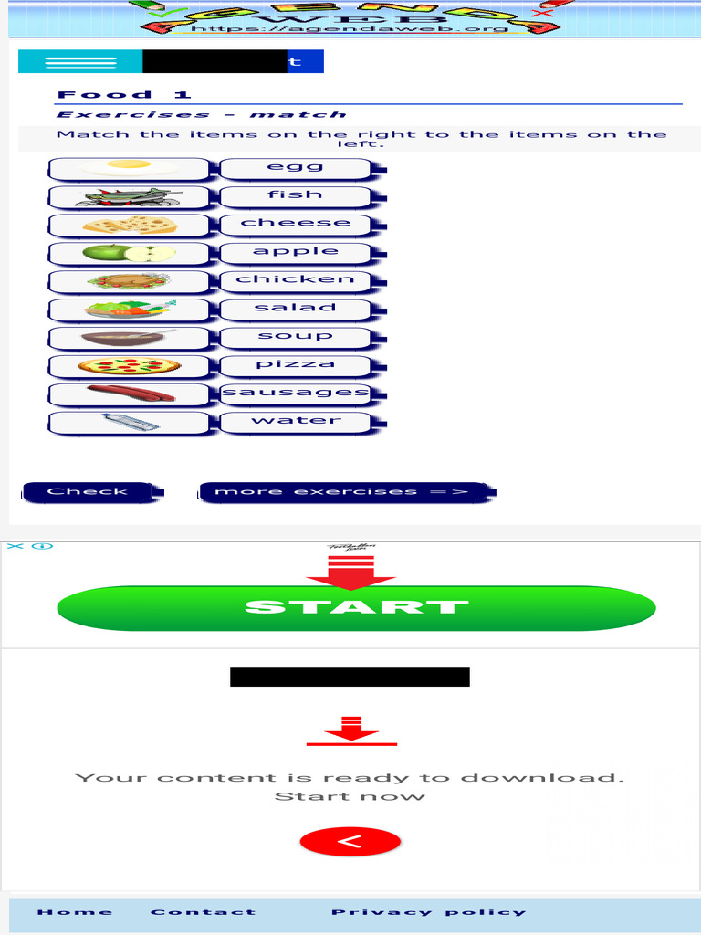 Food Matching Exercises for Kids | PDF