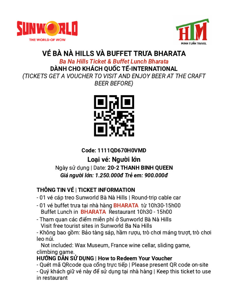 Bana Hills Ticket | PDF