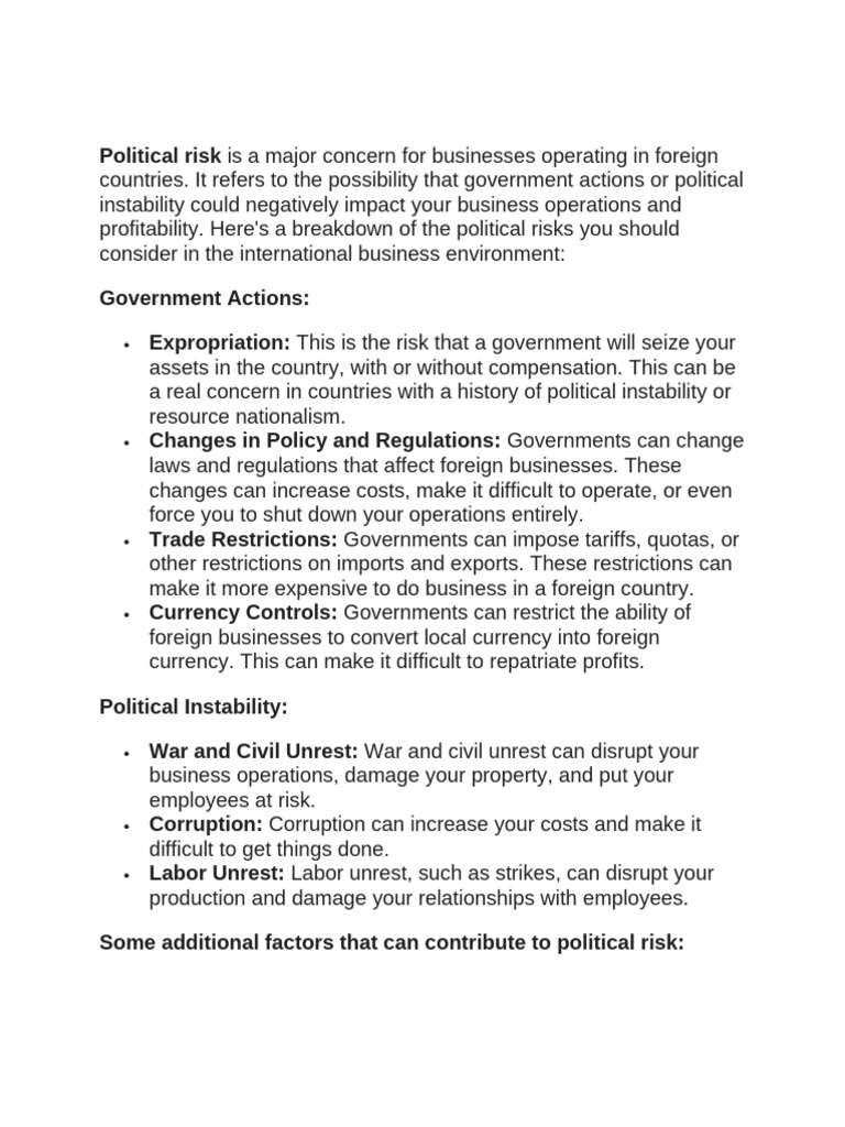 Understanding Political Risk in Business | PDF | Risk | Exports