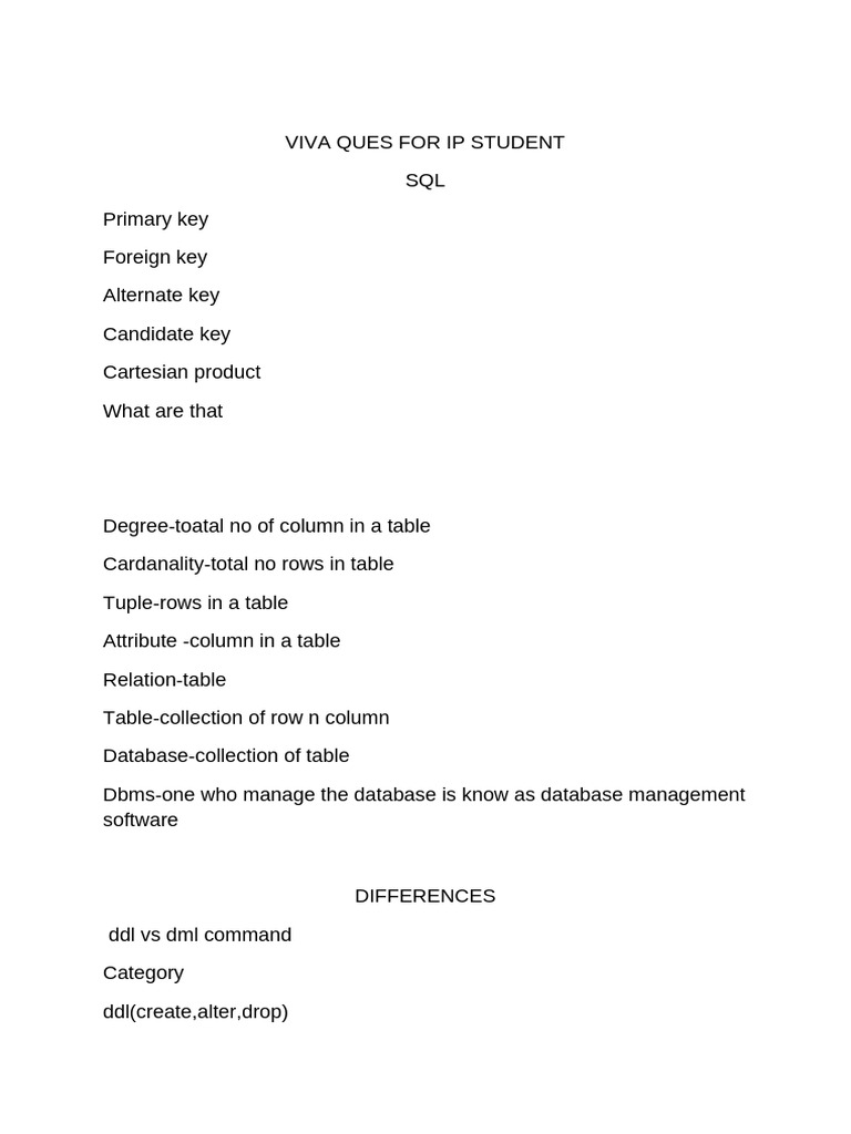 Viva Ques For Ip Student | PDF | Table (Database) | Databases