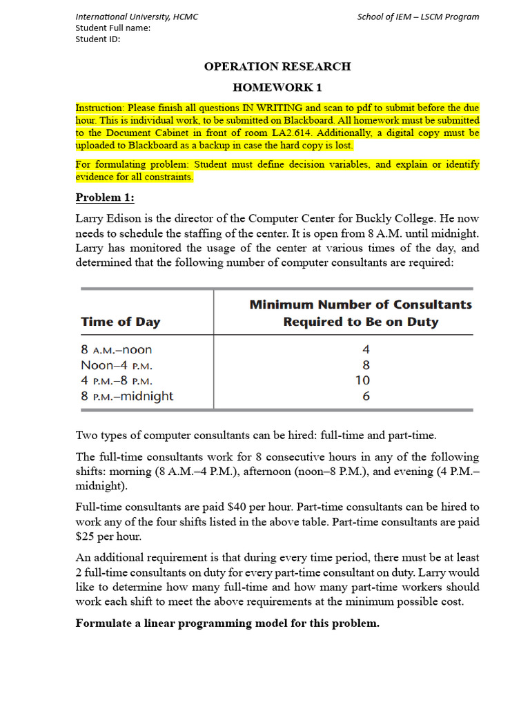 OR1_Homework1 | PDF | Linear Programming | Applied Mathematics