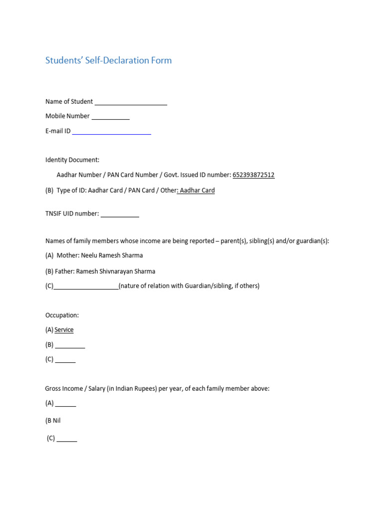 Declaration and Undertaking Form | PDF