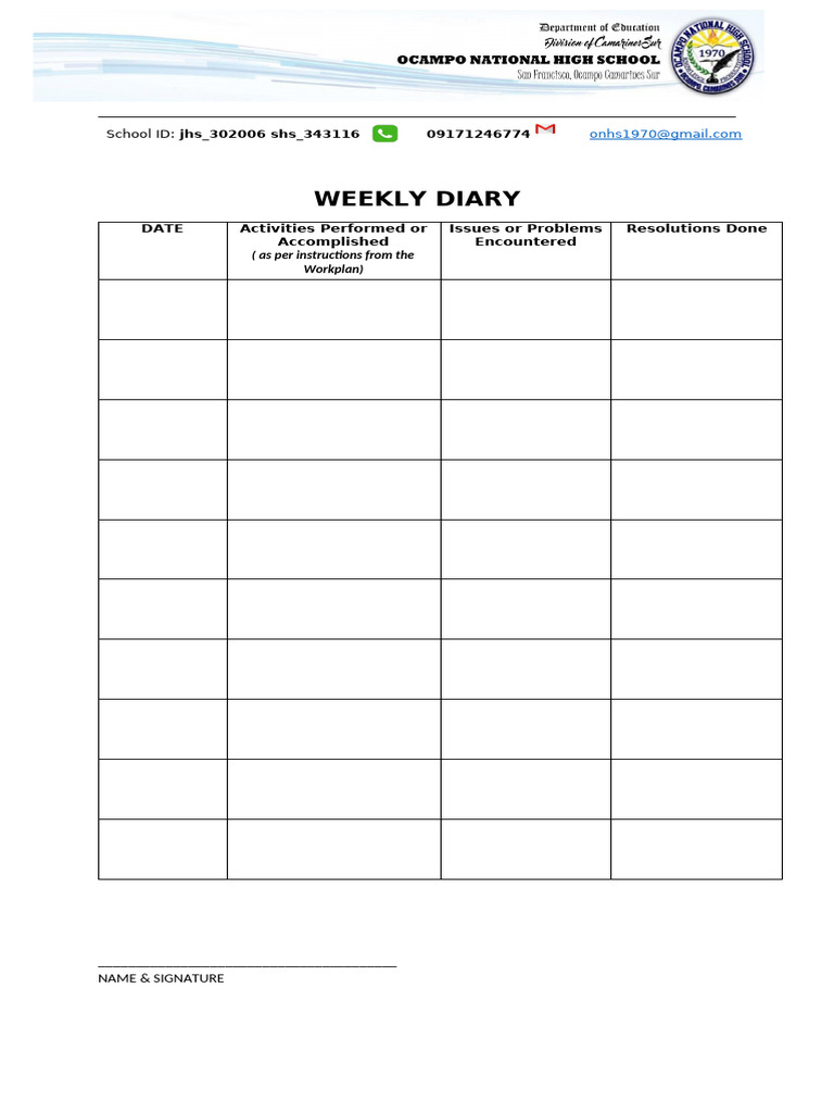 Weekly-Diary 2 | PDF