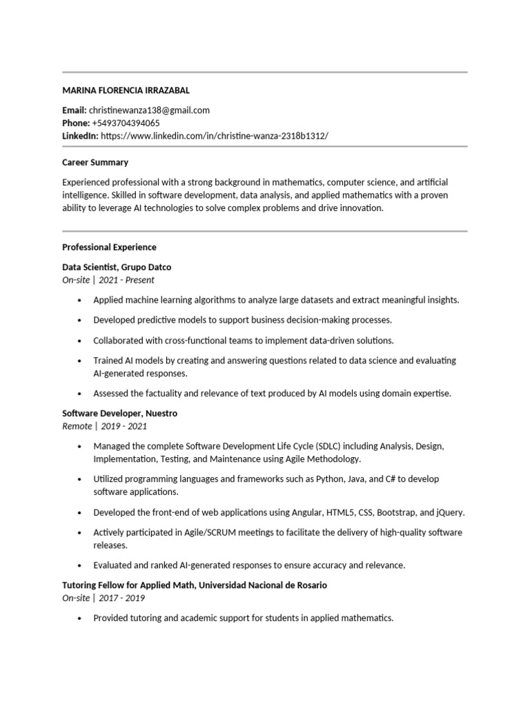 Christine Mindrift Resume | PDF | Artificial Intelligence ...