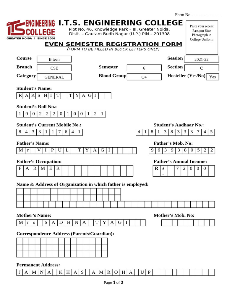 Registration Form | PDF | Computing
