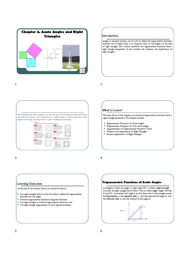 Chapter 2. Acute Angle Right Triangle | PDF | Trigonometric Functions | Trigonometry