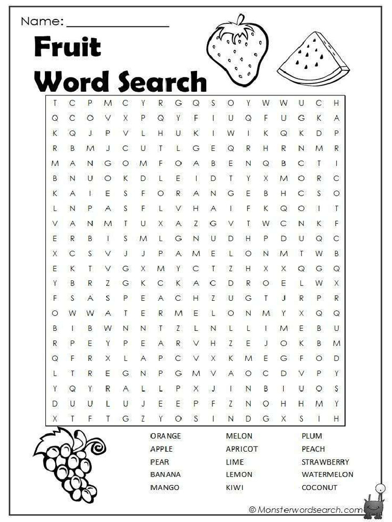 Fruit Words Search | PDF