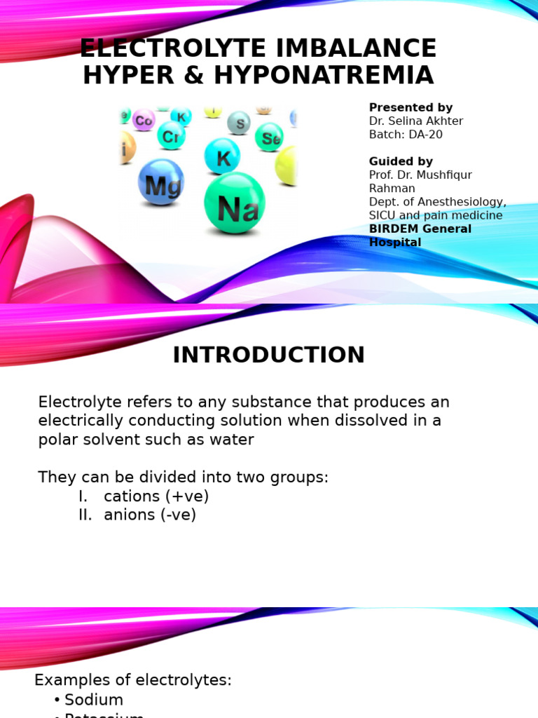 PPT on Electrolyte | PDF | Electrolyte | Clinical Medicine