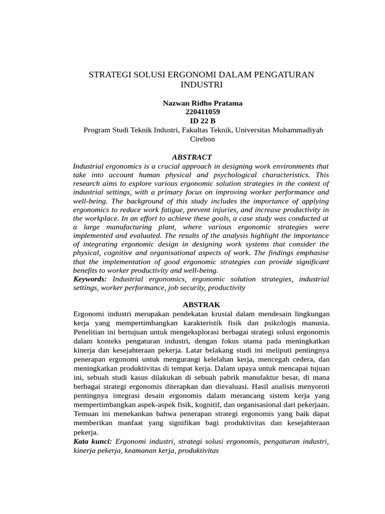 Nazwan Ridho Pratama - Ergonomi | PDF