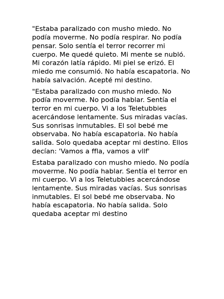 Estaba Paralizado Con Musho Miedo | PDF