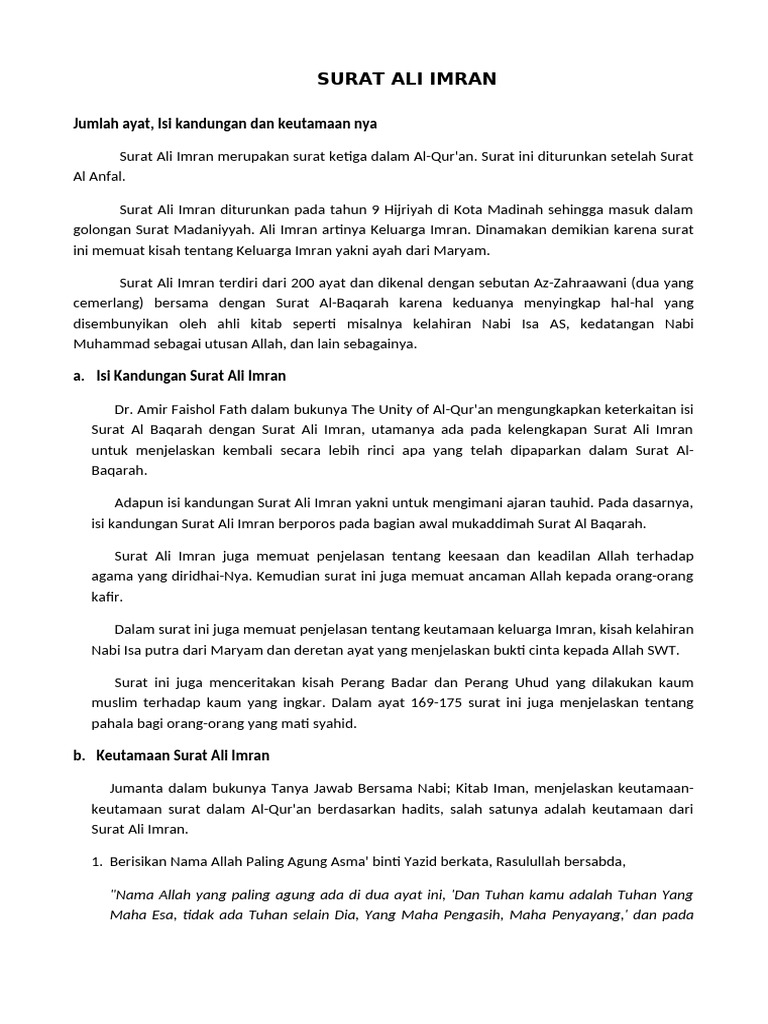 Surat Ali Imran | PDF