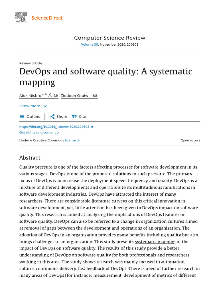 DevOps and Software Quality - A Systematic Mapping - ScienceDirect ...