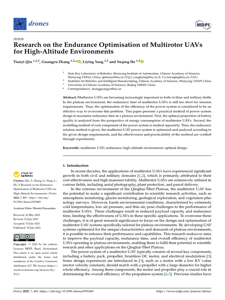 Endurance Optimization for Multirotor UAVs | PDF | Electric Motor ...