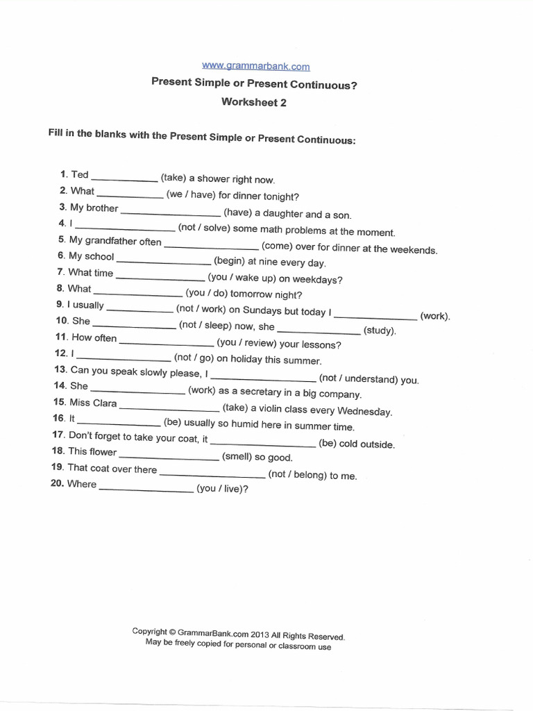 Present Simple Vs Cont Ex 2 | PDF