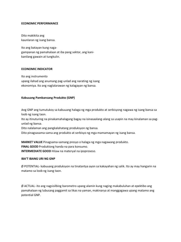 Economic Performance | PDF