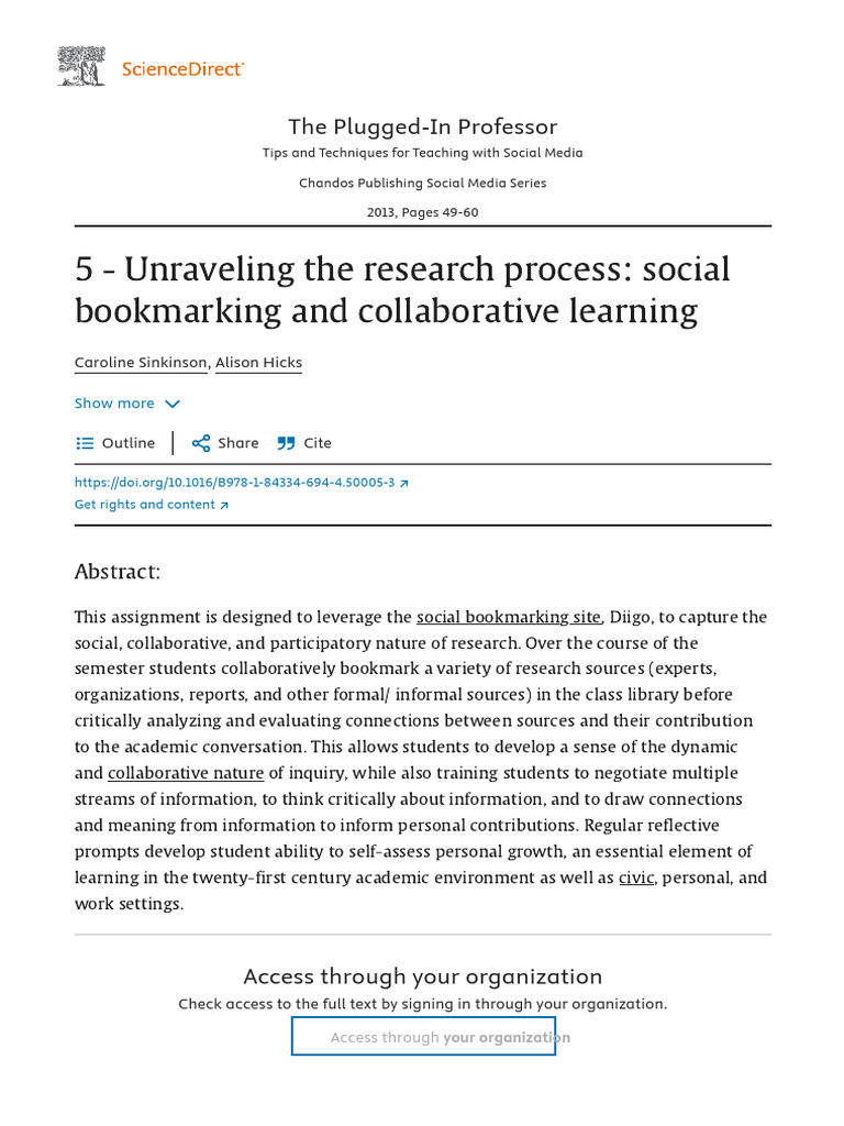 Unraveling The Research Process - Social Bookmarking and Collaborative ...