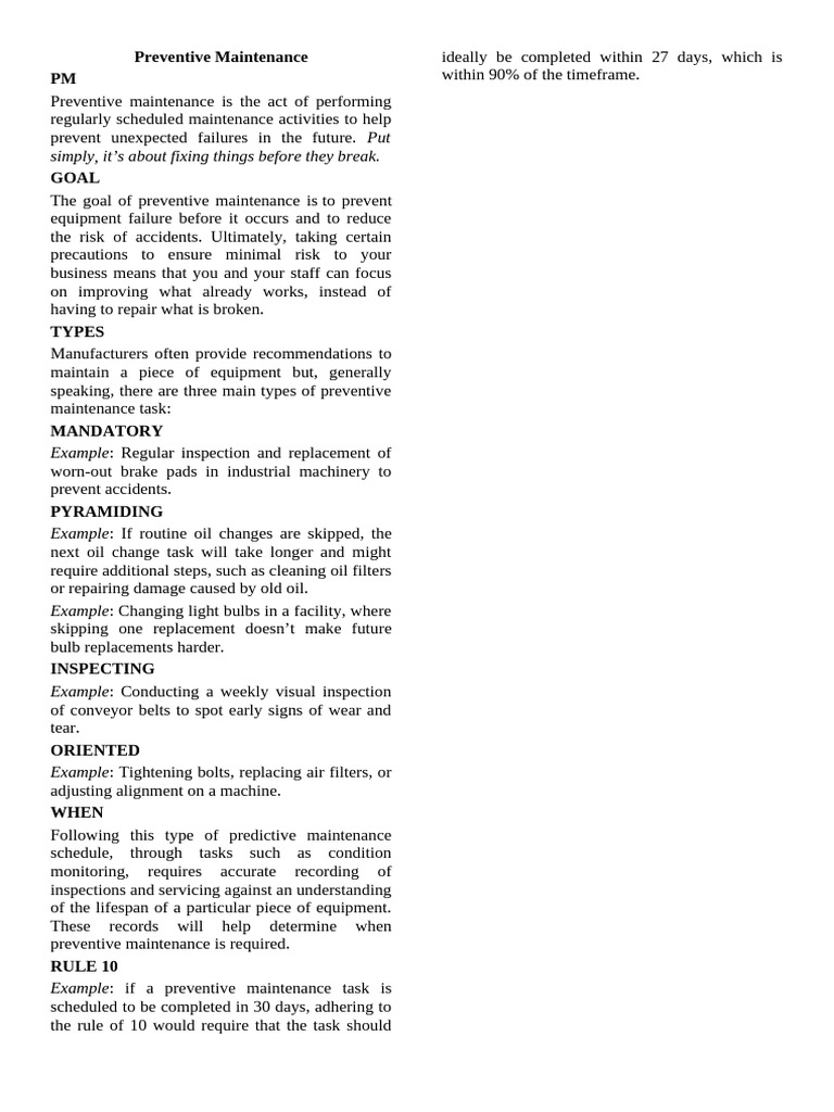 Preventive Maintenance | PDF