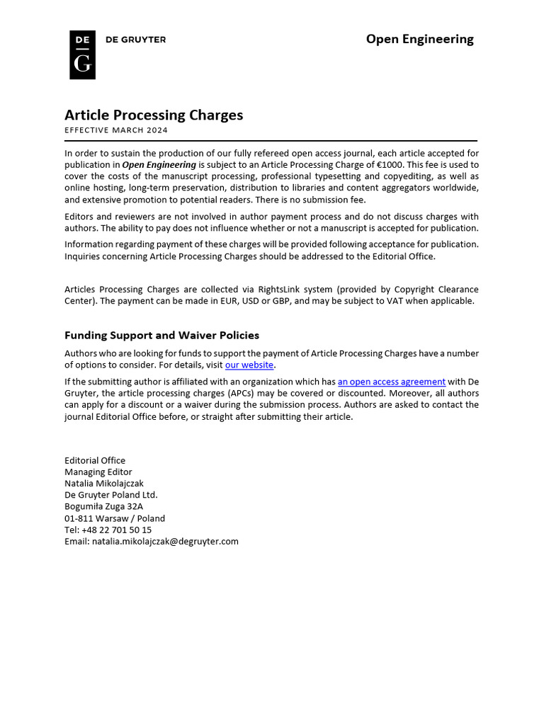 ENG - Article Processing Charges | PDF