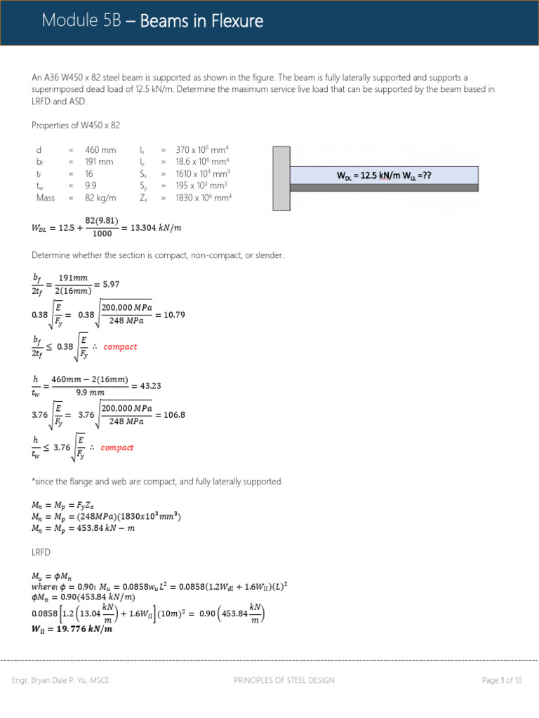 Steel Beam Flexure Analysis | PDF | Bending | Structural Engineering