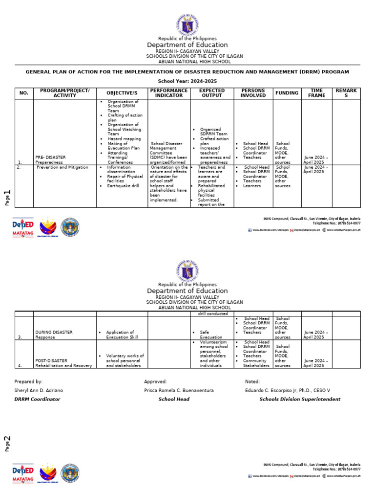 General Action Plan For Disaster Reduction and Management | PDF | Emergency Management ...