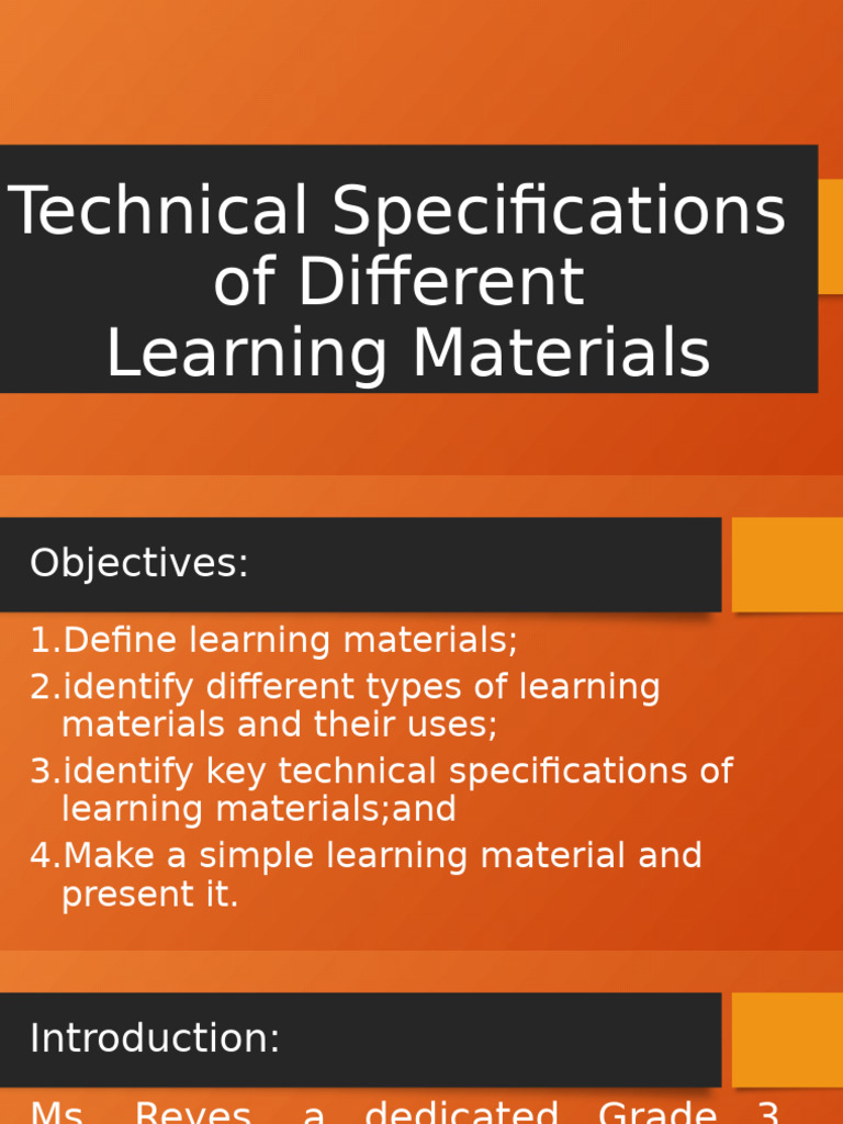 Learning Materials: Technical Specs Guide | PDF | Learning ...