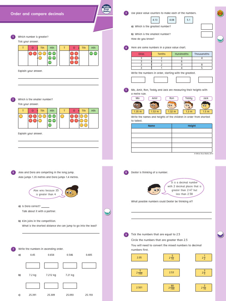Lesson 4 Order and Compare Decimals 2019 | PDF | Division (Mathematics ...