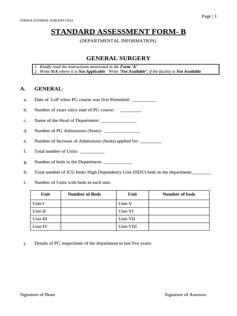 2024 General Surgery Form B Details | PDF | Surgery | Intensive Care Unit