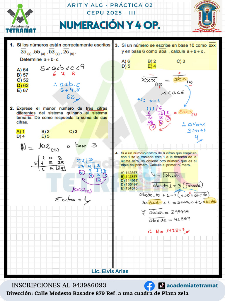 Arit y Alg Tema 2 Cepu Verano Tetra | PDF