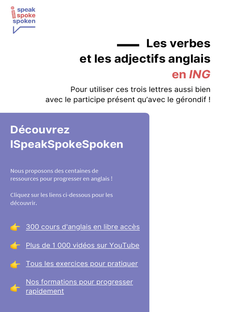 Utilisation des verbes et adjectifs en ING | PDF | Verbe | Morphologie ...