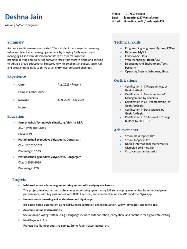 Deshna Jain 7697345898 | PDF | Internet Of Things | Computing