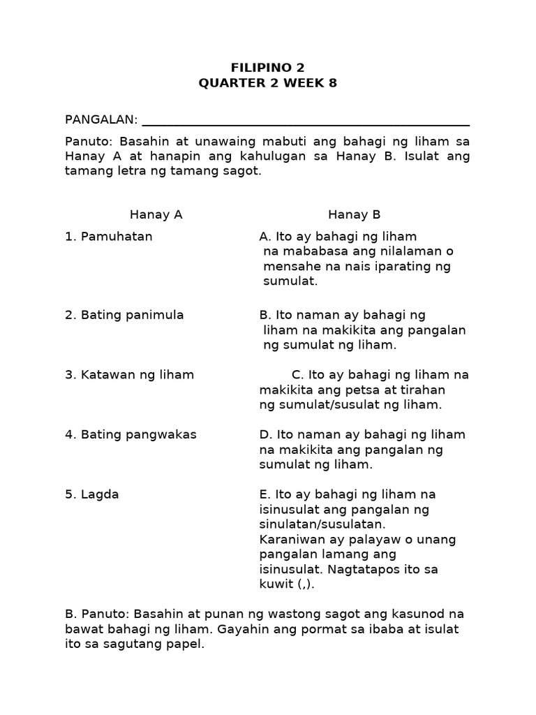 Filipino 2 q2 w8 | PDF