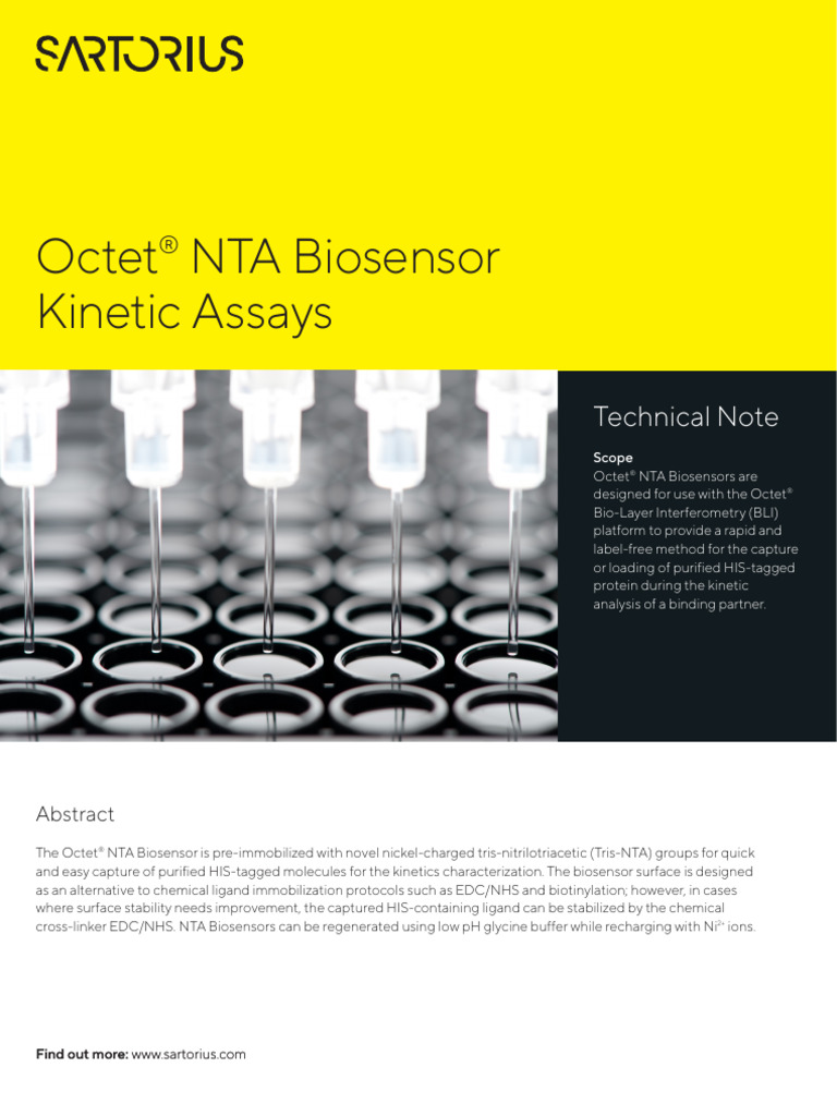 Ni Nta Biosensor Kinetic Assays Technical Note en Sartorius Data | PDF ...