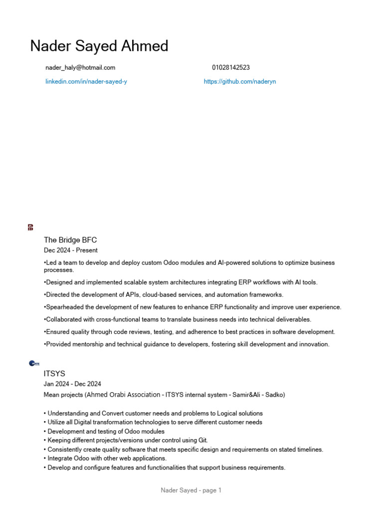 1SoftwareEngineer (Odoo Tech-Lead) Certfied Techno - Functional Nader ...