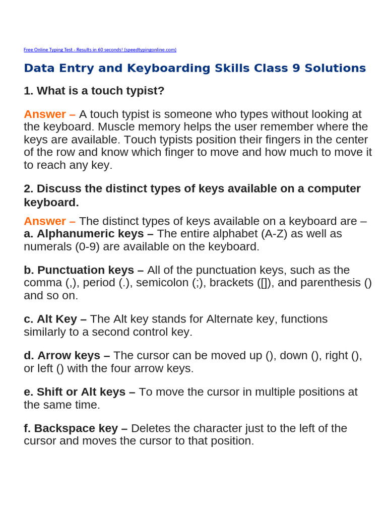Data Entry and Keyboarding Skills | PDF | Computer Keyboard | Human ...