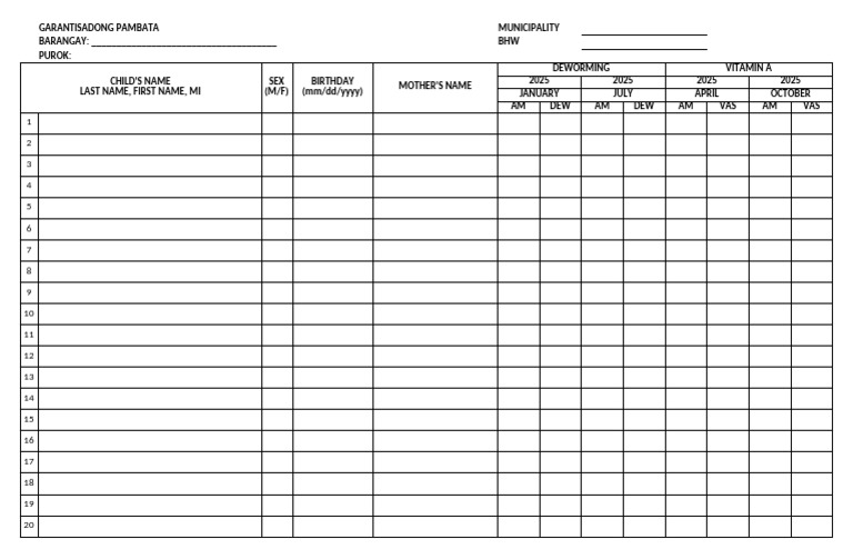 GP Form for Child Health Monitoring | PDF