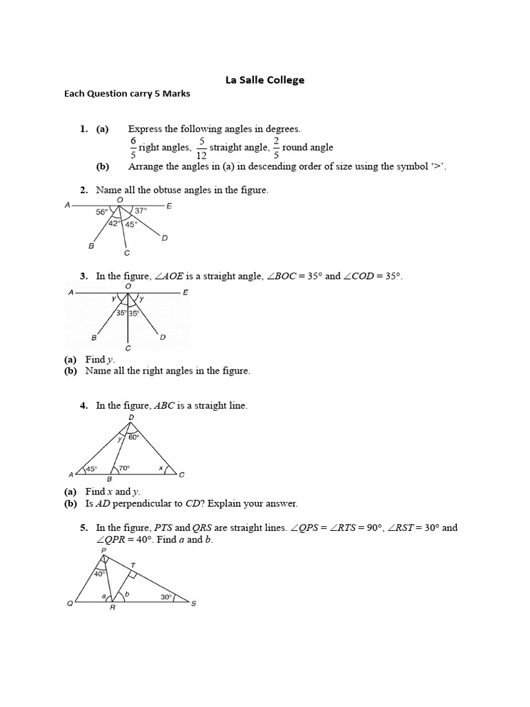 Angle Measurement and Relationships | PDF