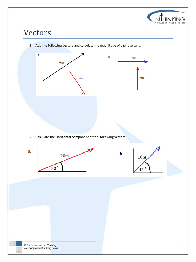 IB MYP Physics 2 Vectors Practice Questions | PDF