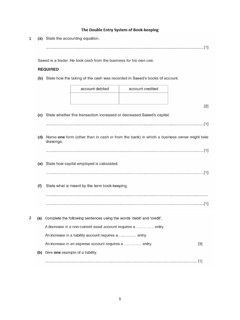 The Double Entry System of Bookkeeping | PDF