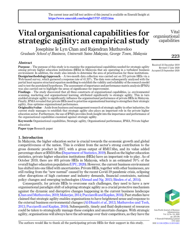 Organisational Capabilities for Strategic Agility | PDF | Bootstrapping ...