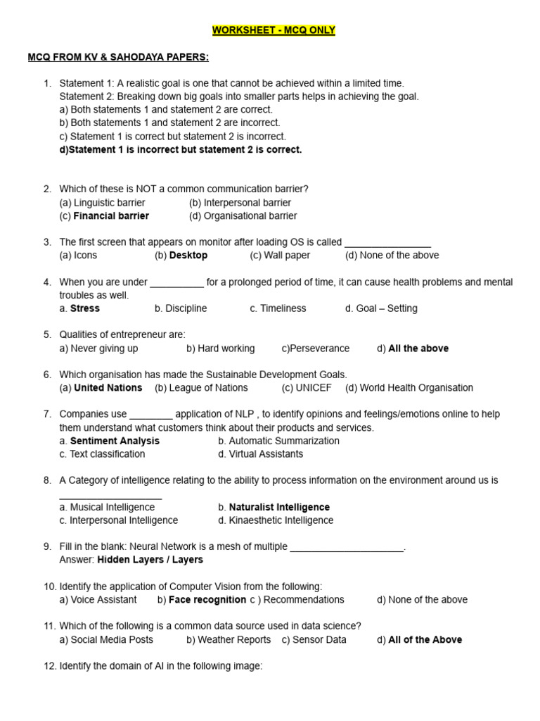 Worksheet - Motivational Class | PDF | Artificial Intelligence ...