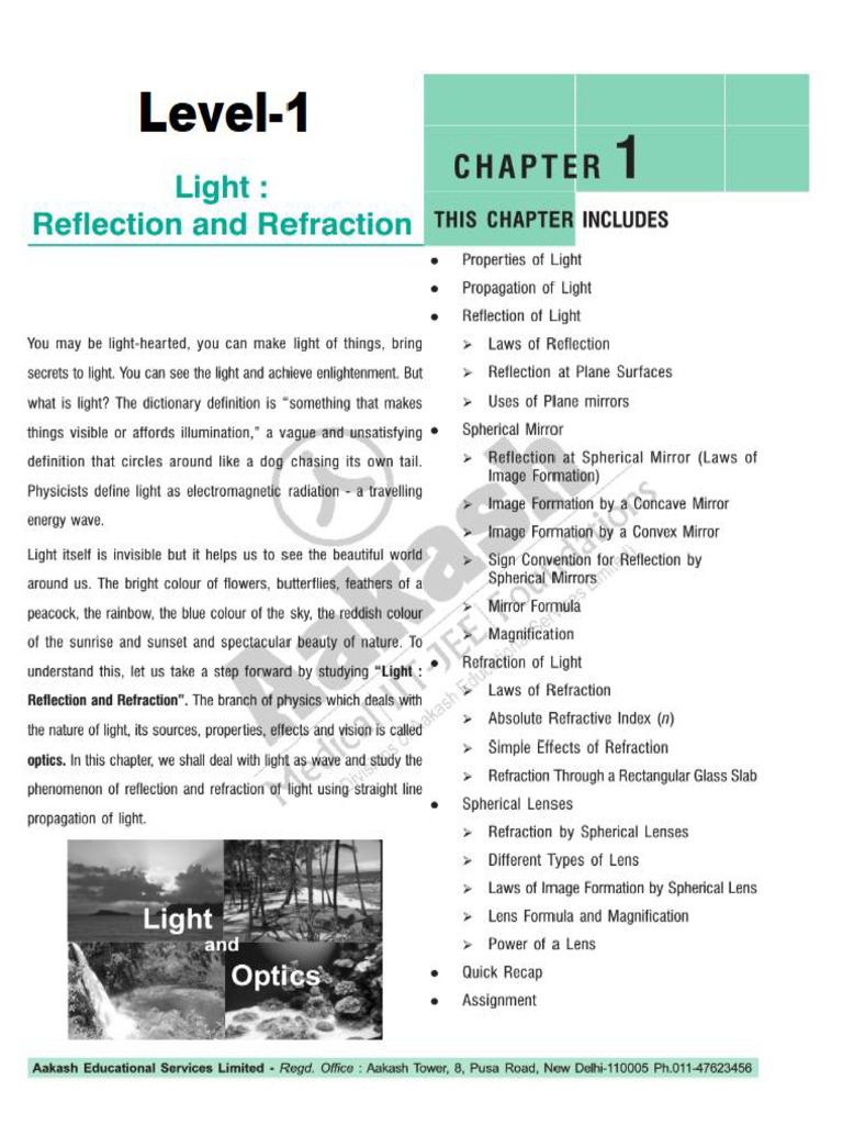 Aakash Physics Module 1 Amp 2 Class 10th | PDF