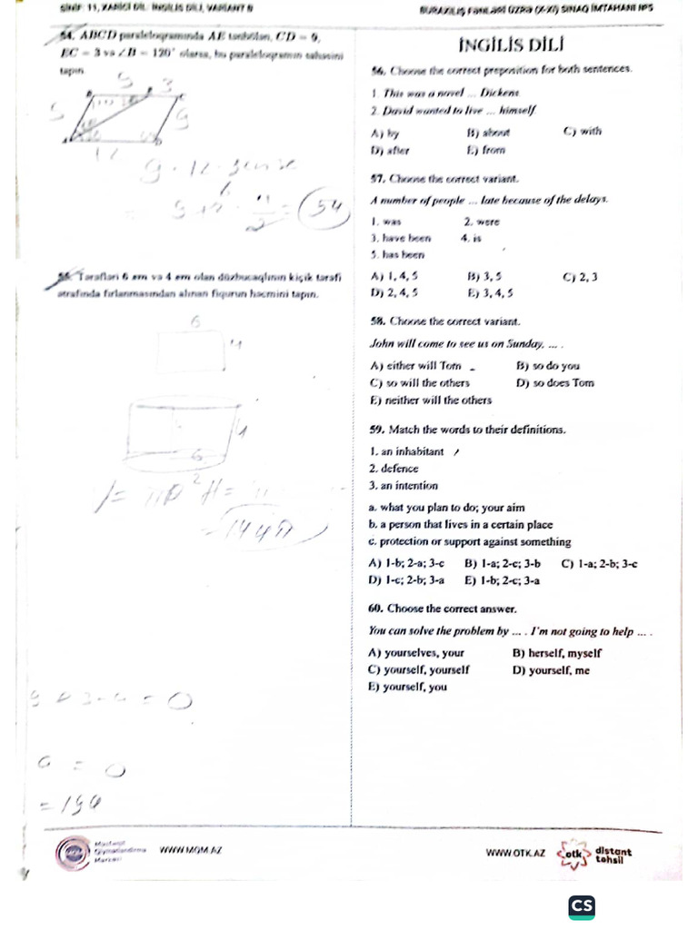 otk 5 11 ci sinif 2025 fevral | PDF