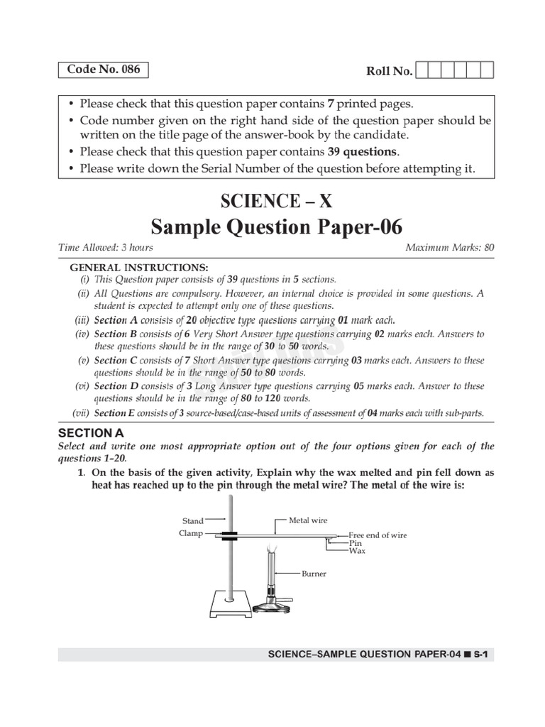 Sampe Question Paper - 6 | PDF